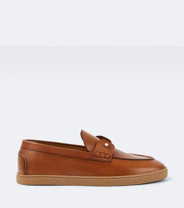 CHRISTIAN LOUBOUTIN Chambeliboat Leather Slip-on Shoes - Brown