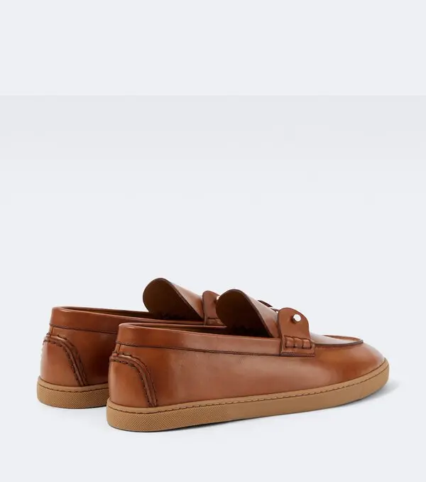 CHRISTIAN LOUBOUTIN Chambeliboat Leather Slip-on Shoes - Brown