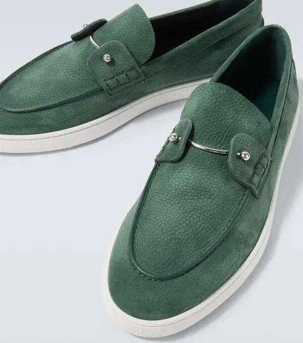 CHRISTIAN LOUBOUTIN Chambeliboat Suede Slip-on Shoes - Green