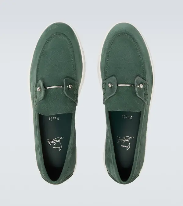 CHRISTIAN LOUBOUTIN Chambeliboat Suede Slip-on Shoes - Green