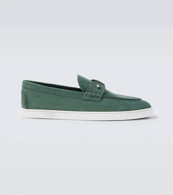 CHRISTIAN LOUBOUTIN Chambeliboat Suede Slip-on Shoes - Green