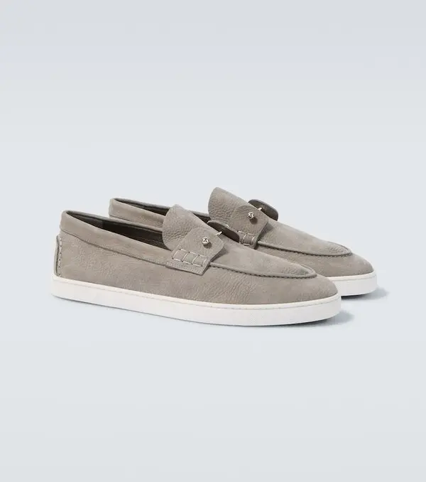 CHRISTIAN LOUBOUTIN Chambeliboat Leather Slip-on Shoes - Grey