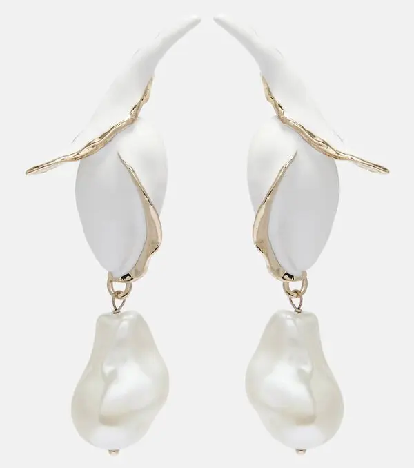 Erdem Mother-of-pearl Drop Earrings - White