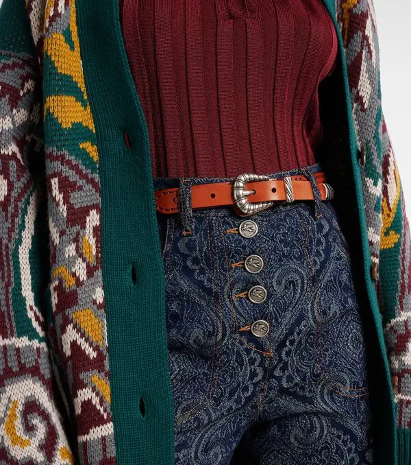 Etro Western Leather Belt - Brown