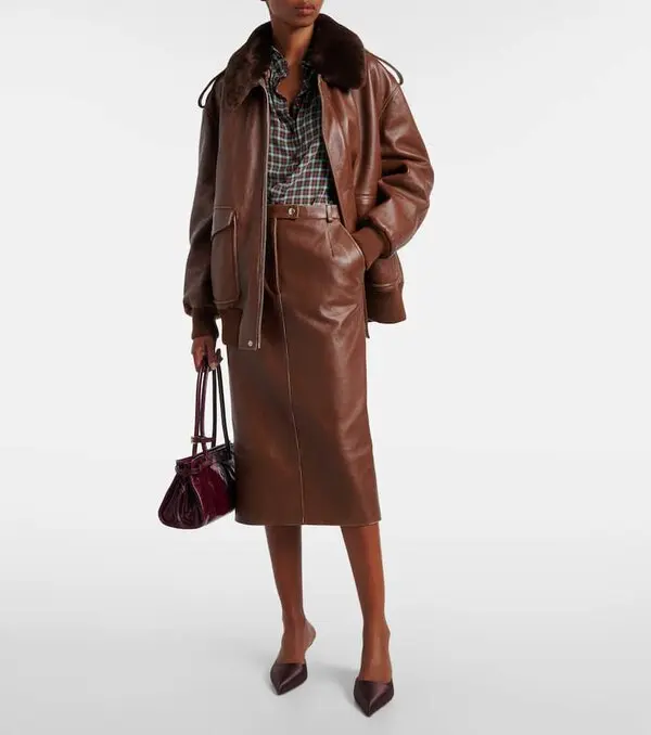 Prada Leather Pencil Skirt