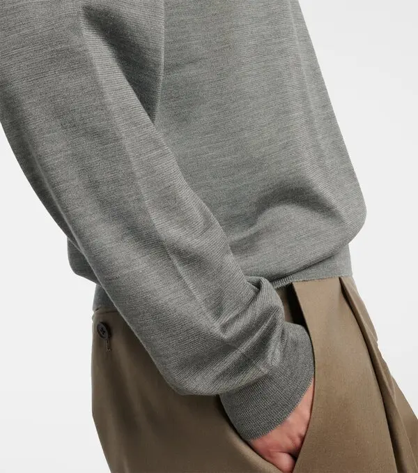 THE ROW Liwen Silk Turtleneck Top - Grey