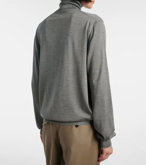 THE ROW Liwen Silk Turtleneck Top - Grey