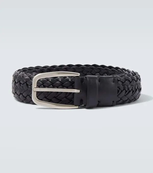 Zegna Braided Leather Belt - Black