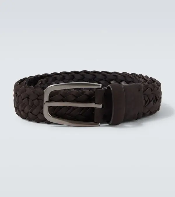 Zegna Braided Leather Belt - Brown