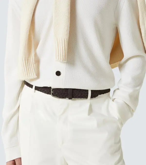 Zegna Braided Leather Belt - Brown