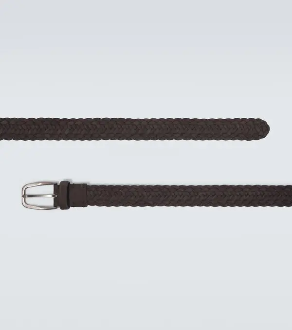 Zegna Braided Leather Belt - Brown