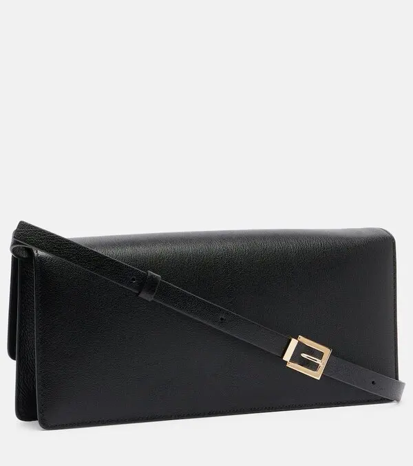 TOM FORD Double T Leather Shoulder Bag - Black