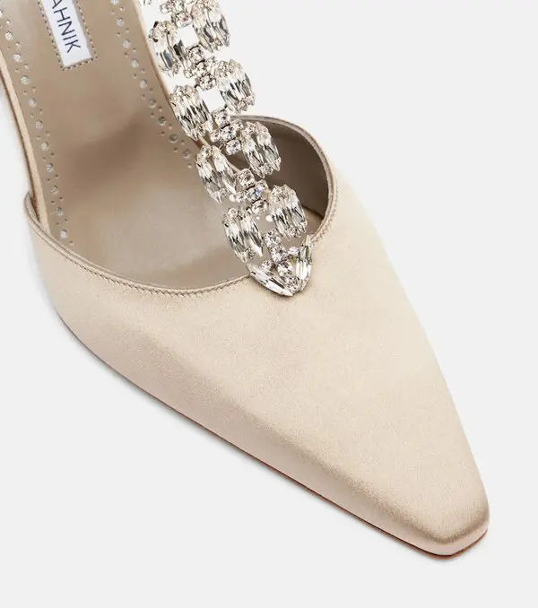 Manolo Blahnik Molara Embellished Satin Pumps