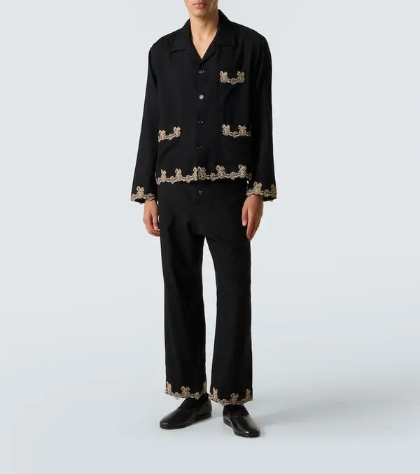 BODE Laurelist Wool Flannel Overshirt
