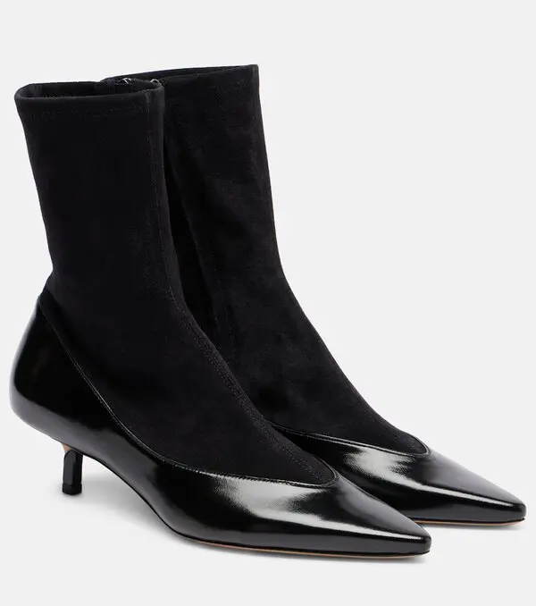 Jacquemus Tourni Leather And Suede Ankle Boots - Black