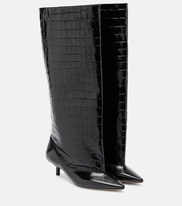 Jacquemus Tourni Croc-effect Leather Knee-high Boots