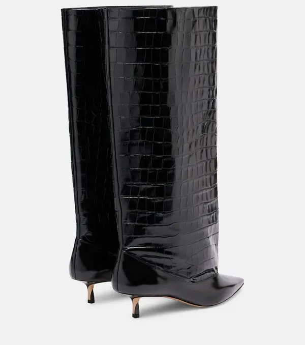 Jacquemus Tourni Croc-effect Leather Knee-high Boots - Black