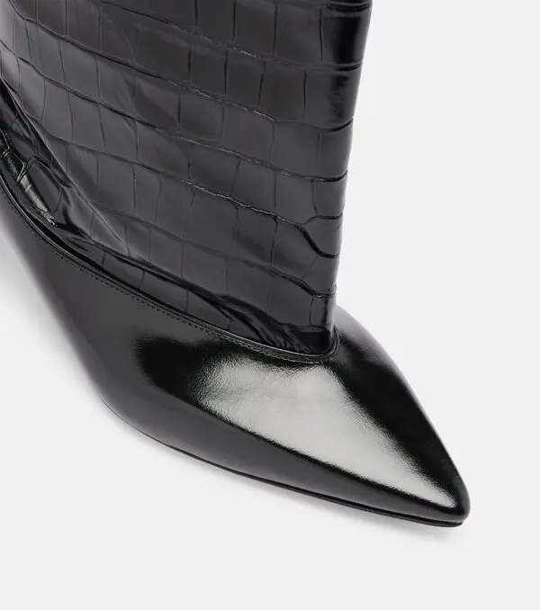 Jacquemus Tourni Croc-effect Leather Knee-high Boots - Black
