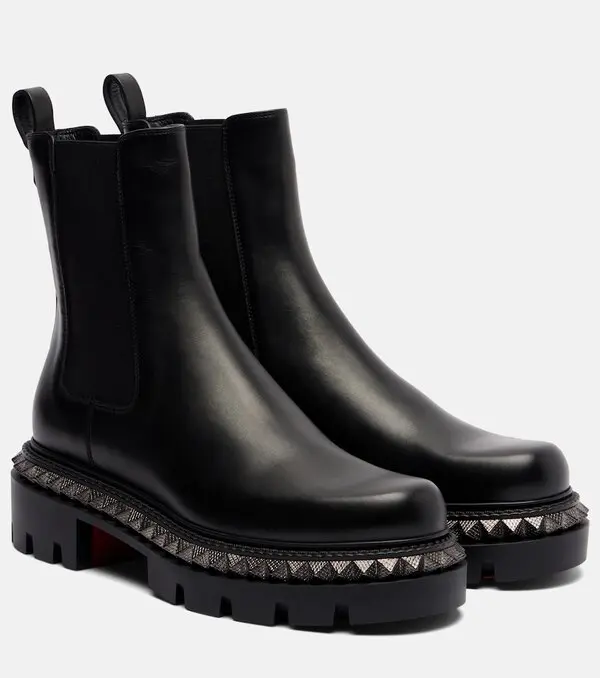 CHRISTIAN LOUBOUTIN St Emilia Embellished Leather Ankle Boots - Black