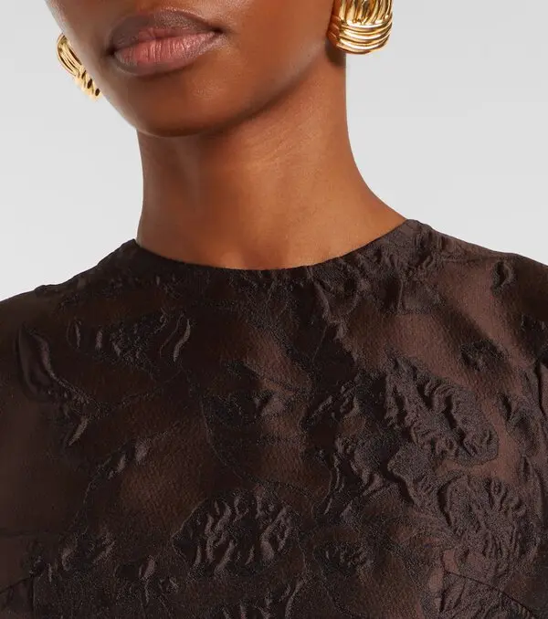 emilia wickstead brown dress Flared Embroidered Midi In - 20% Off Women's Size:Euro 38 = US 8 Designed with a high Deals Mismatched Burgundy Soft Satin
