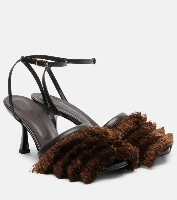 Christopher Esber Castanet Fringed Leather Sandals - Brown