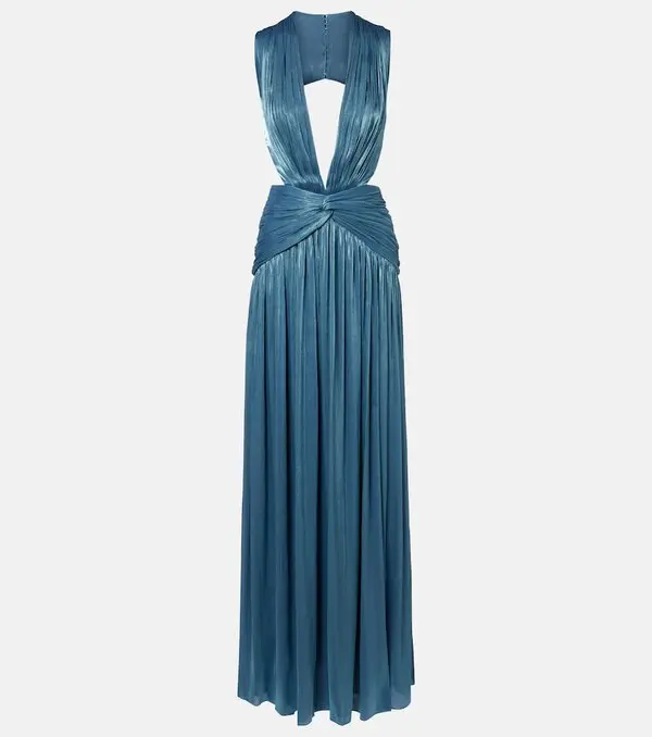 Costarellos Draped Open-back Jersey Gown - Blue