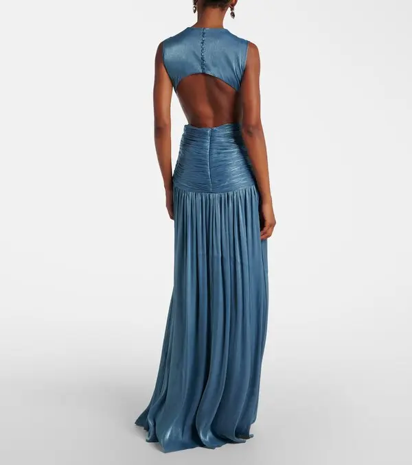 Costarellos Draped Open-back Jersey Gown - Blue