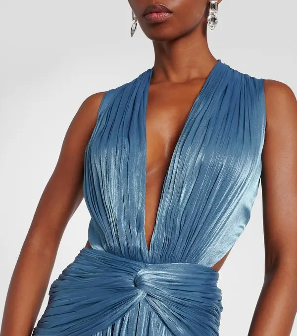 Costarellos Draped Open-back Jersey Gown - Blue