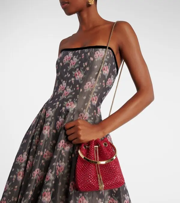 JIMMY CHOO Bon Bon Small Embellished Bucket Bag - Red