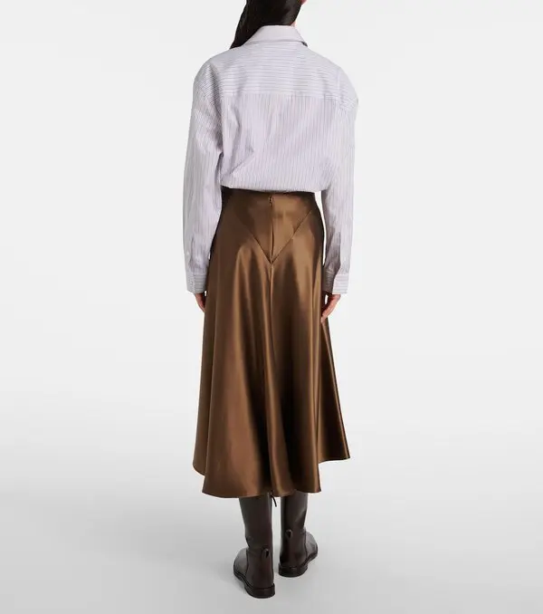 Altuzarra Ames Silk Satin Midi Skirt - Brown