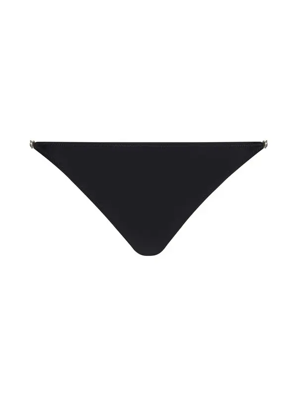 L'Agence String Bikini Bottom With Gold Coin Accents - Black