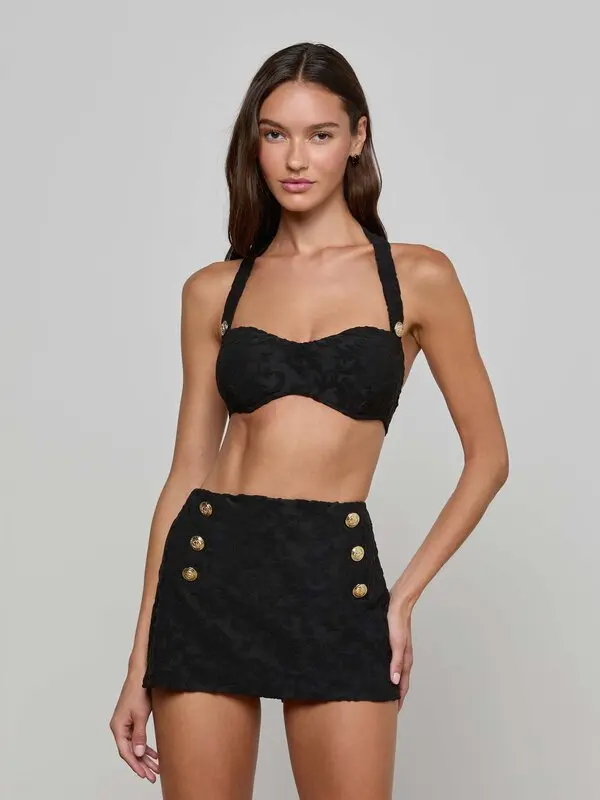 L'Agence Sally Bandeau Top - Black Ornate