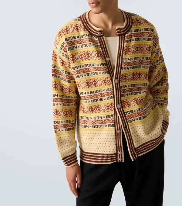 BODE Marzipan Jacquard Wool Cardigan - Multicoloured
