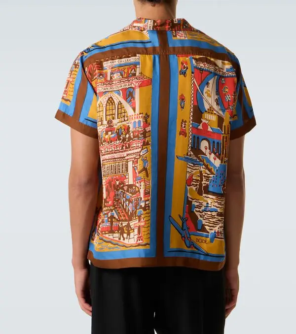 BODE Manhattan Island Printed Silk Bowling Shirt - Multicoloured