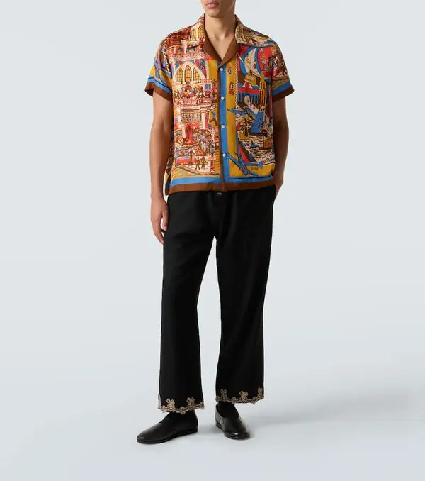 BODE Manhattan Island Printed Silk Bowling Shirt - Multicoloured