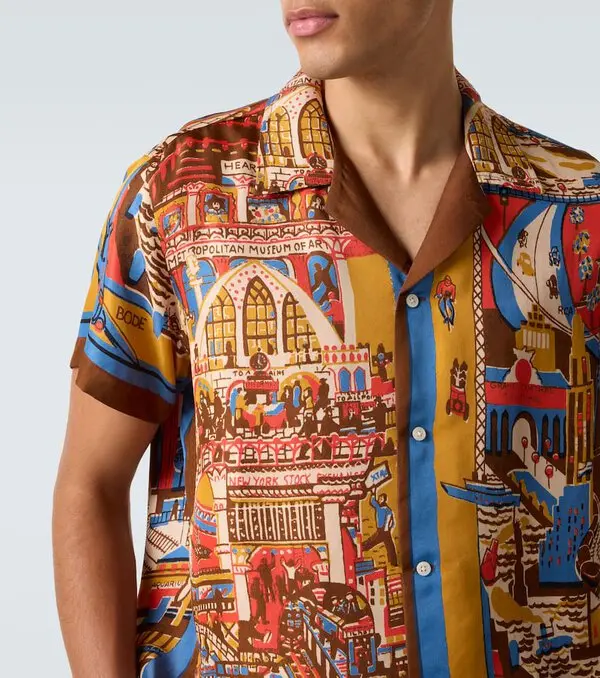 BODE Manhattan Island Printed Silk Bowling Shirt - Multicoloured