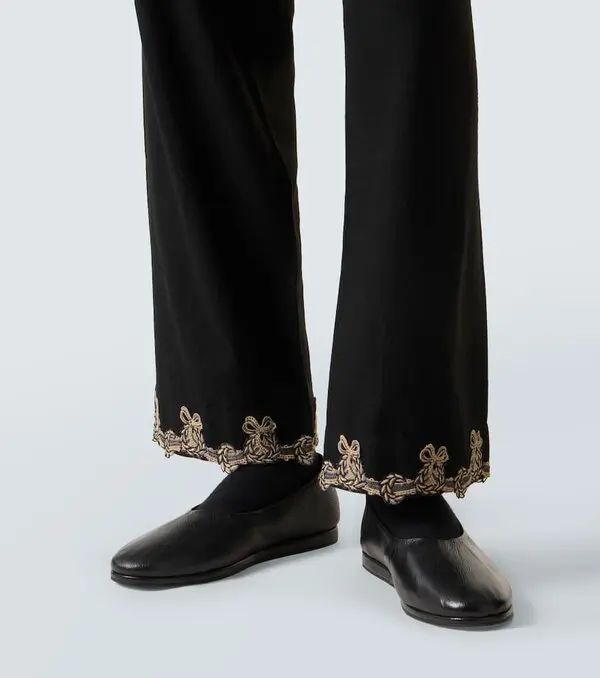 BODE Laurelist Wool Flannel Wide-leg Pants