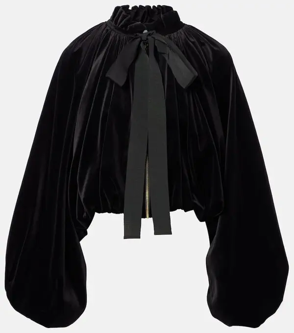 PATOU Bow-detail Cotton-blend Velvet Jacket