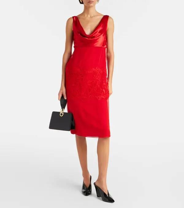 FERRAGAMO Draped Silk Midi Dress