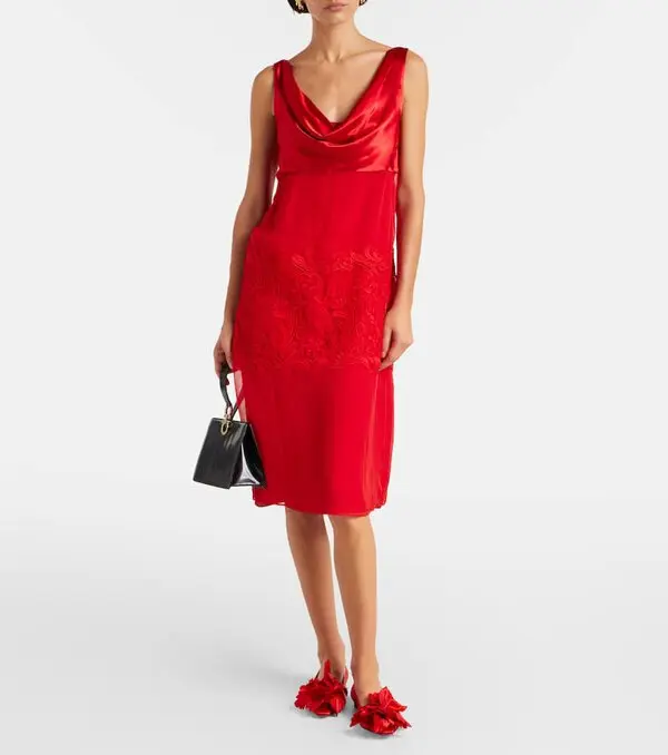 FERRAGAMO Gemy Floral-appliqué Satin Ballet Flats