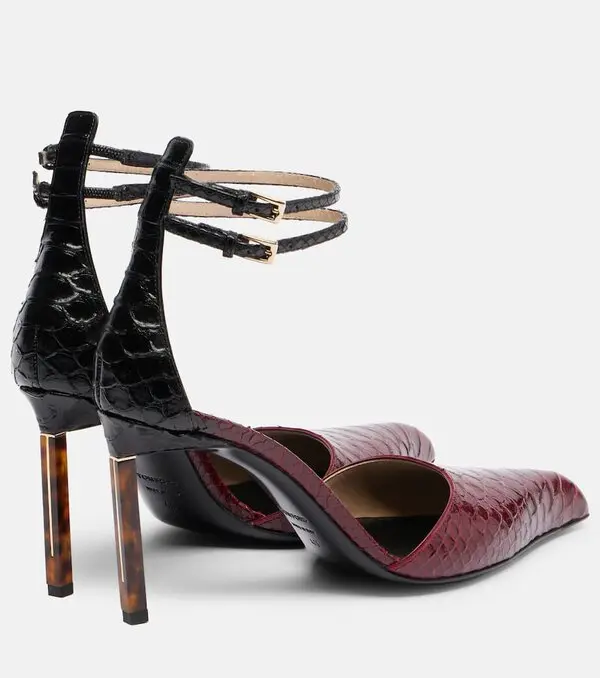 TOM FORD 90 Snake-effect Leather Pumps