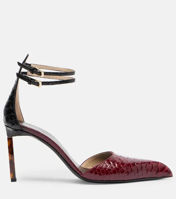 TOM FORD 90 Snake-effect Leather Pumps