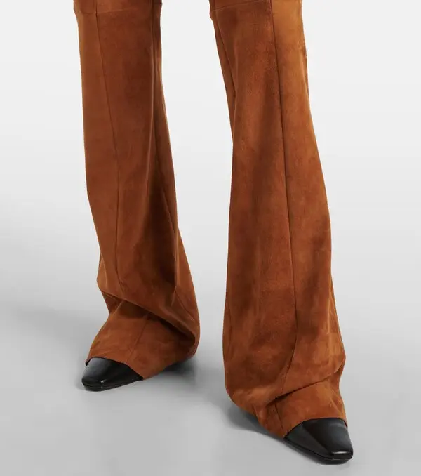 Stouls Gege High-rise Suede Flared Pants - Brown