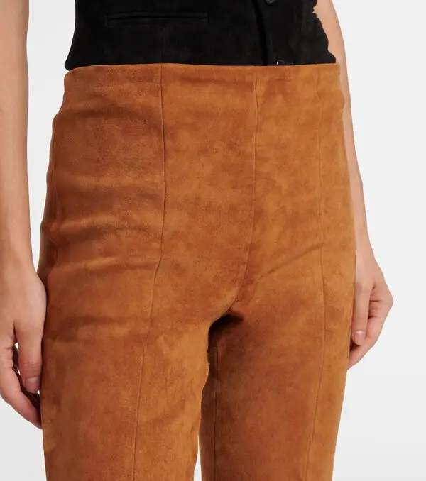 Stouls Gege High-rise Suede Flared Pants - Brown