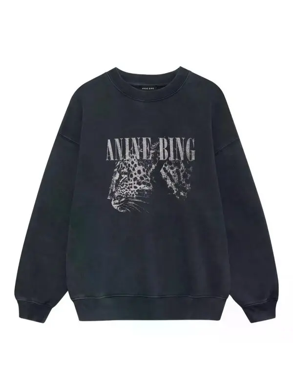 ANINE BING Spencer Leopard-print Sweatshirt - Black