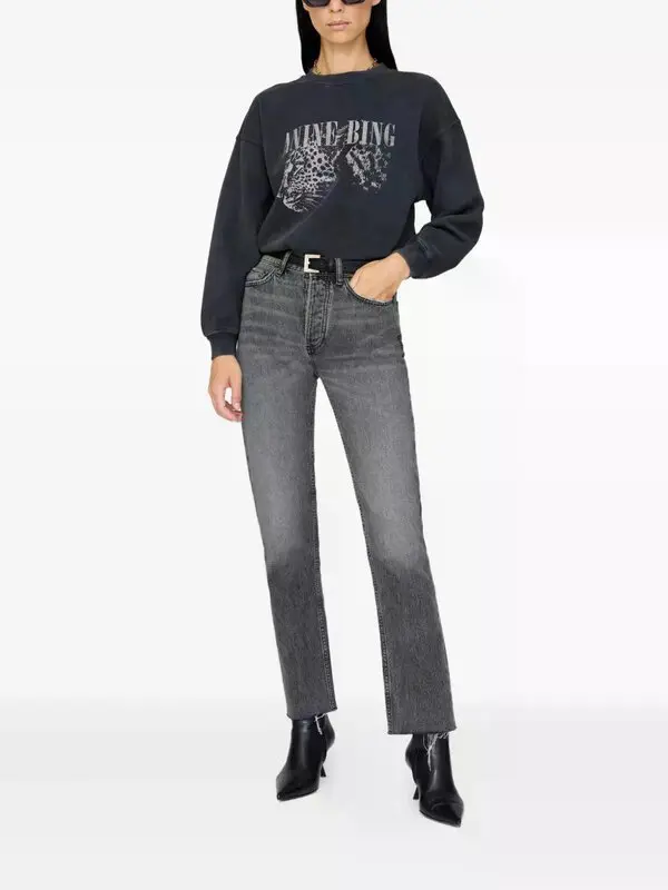 ANINE BING Spencer Leopard-print Sweatshirt - Black