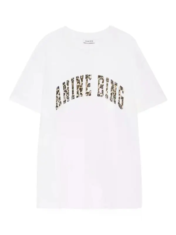 ANINE BING Walker Leopard-print Logo T-shirt - Neutrals