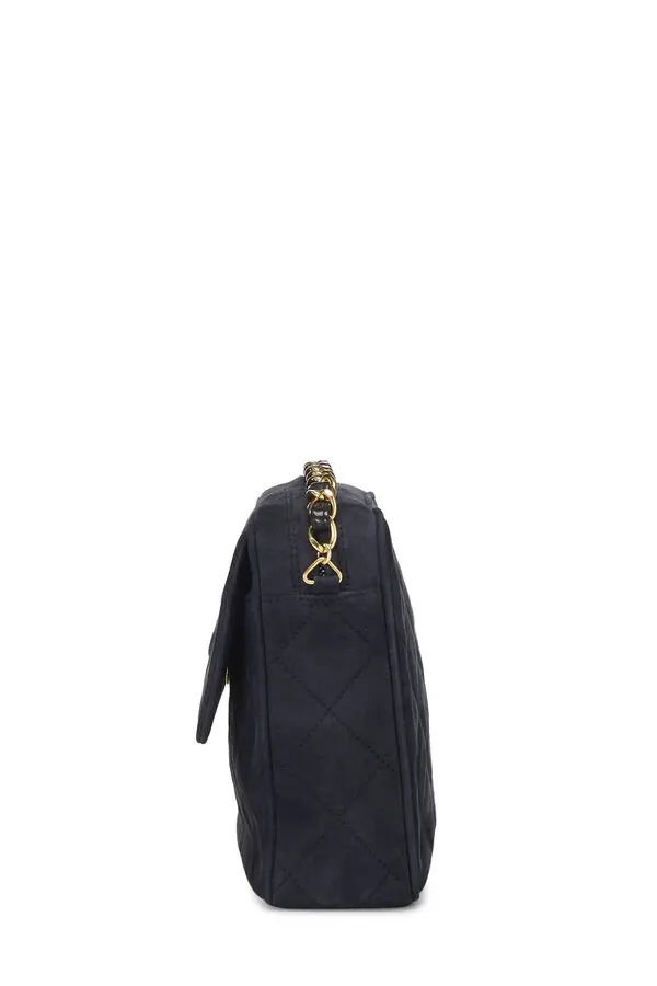 Chanel Quilted Suede Camera Bag - Navy