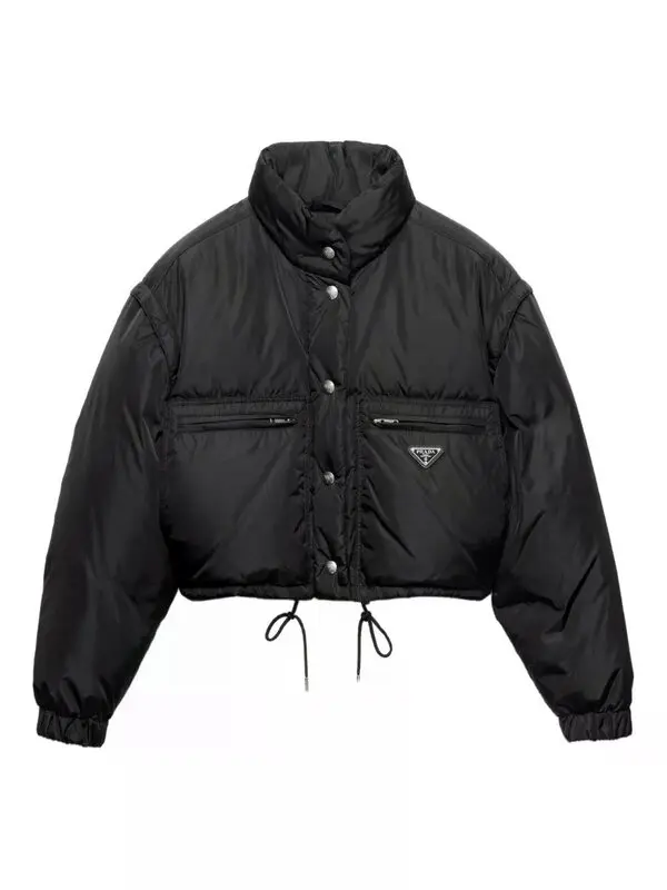 Prada Cropped Down Jacket With Ring Collar