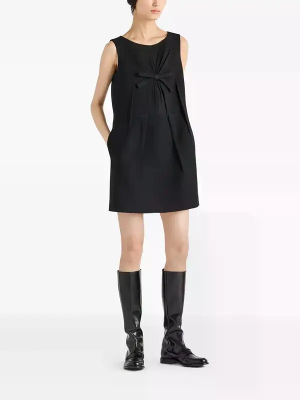 Prada Bow-detail Pleated Mini Dress
